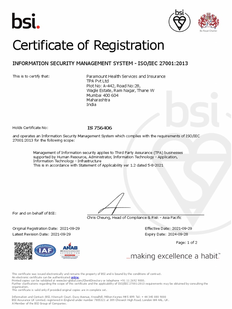 ISMS Certificate 2021 | PDF | Business
