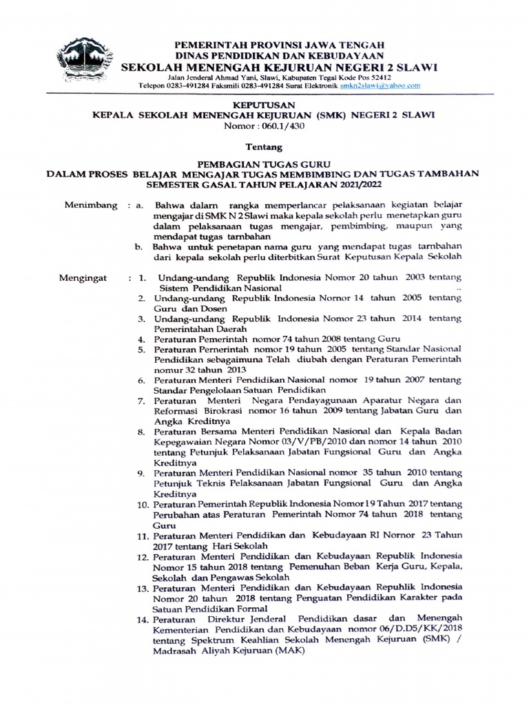 SK Mengajar Gasal 21-22 | PDF