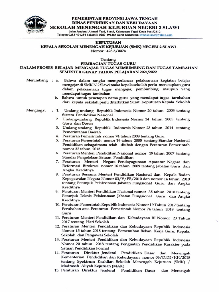 SK Mengajar Genap 21-22 | PDF