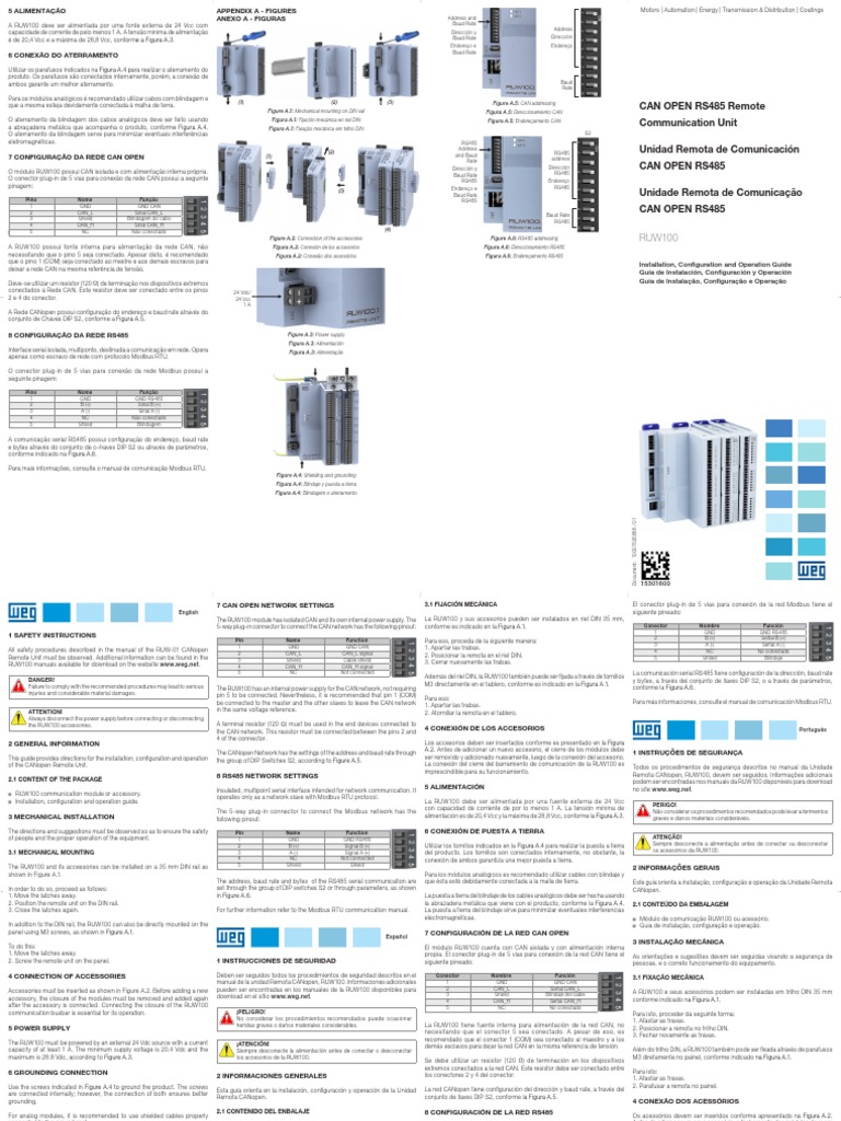 WEG Remote Unit Ruw100 10007325688 Installation Guide PT en Es | PDF ...