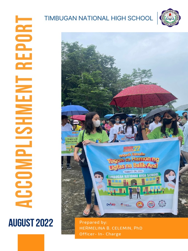 Accomplishment Report August 2022 | PDF | Learning | Behavior Modification