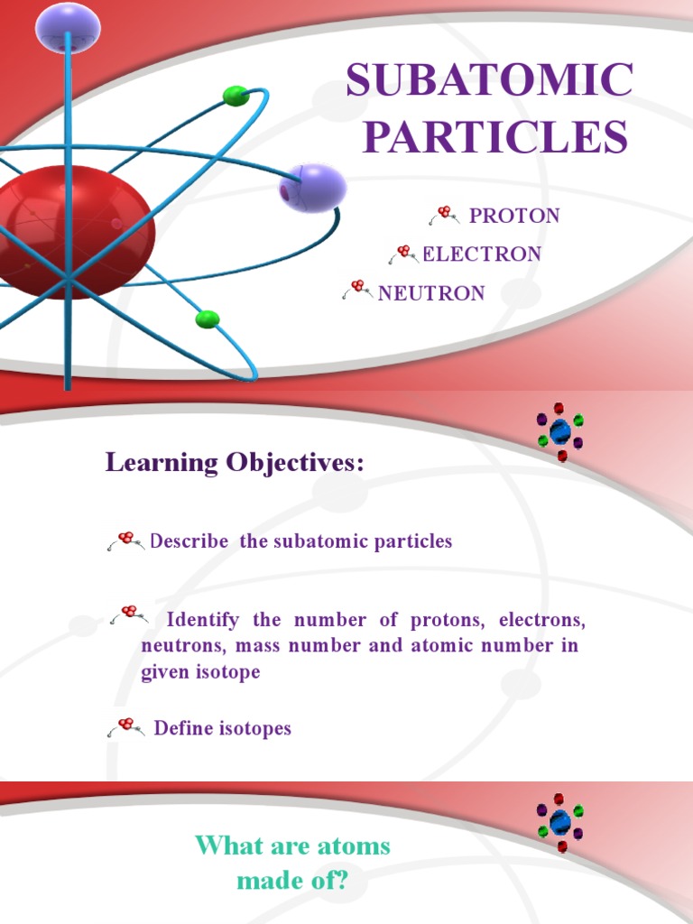Lesson 2.3 - Subatomic Particles | PDF | Atoms | Proton