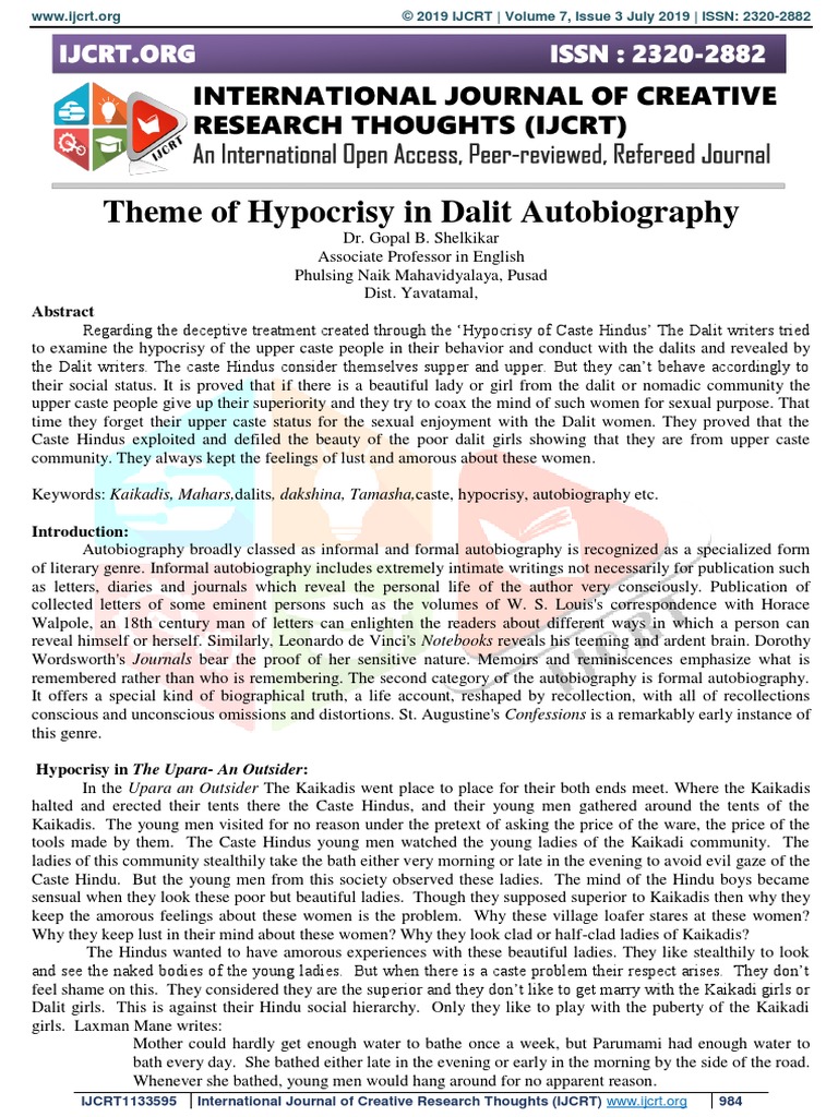 Hypocracy in Dalit Lit | PDF | Dalit
