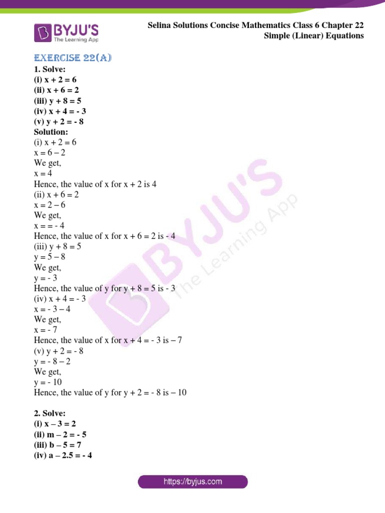 Simple Linear Eqauations Pdf Equations Mathematics