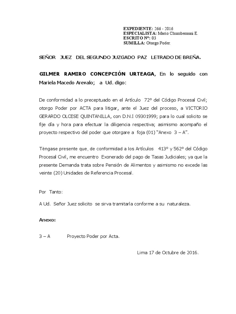 Otorga Poder Por Acta. | PDF | Separación de poderes | Judicaturas