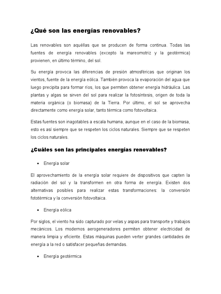 Qué Son Las Energías Renovables | PDF | Energía renovable | Energía solar