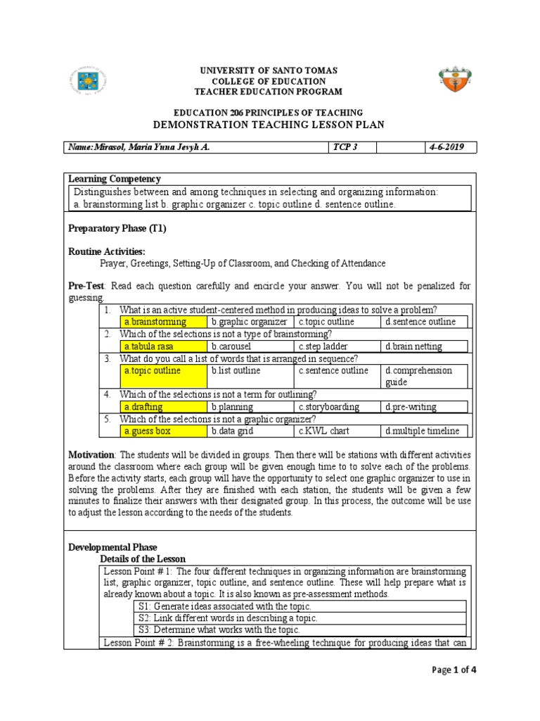 Educ 206 Lesson Plan Template | PDF | Brainstorming | Communication