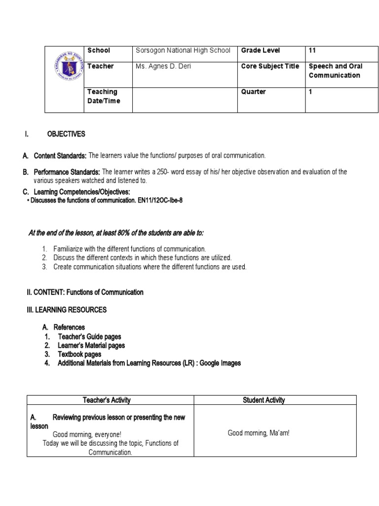 DLP Functions of Communication | PDF | Communication | Motivational