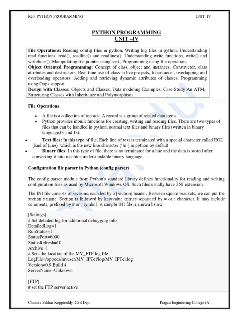 R20-N-Python Unit 4 - Chandu | PDF | Object Oriented Programming ...