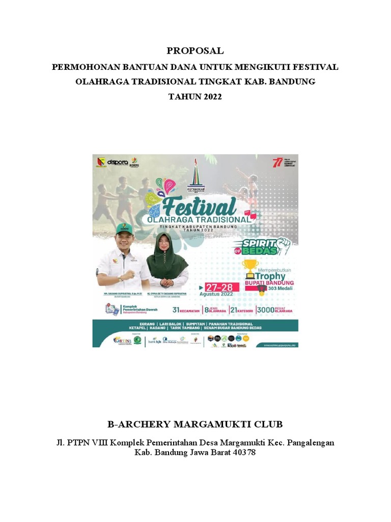 Proposal Bantuan Dana Atlit Panahan Pangalengan | PDF