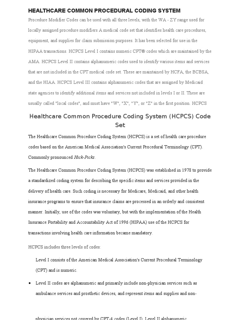 Healthcare Common Procedural Coding System Pdf Health Insurance