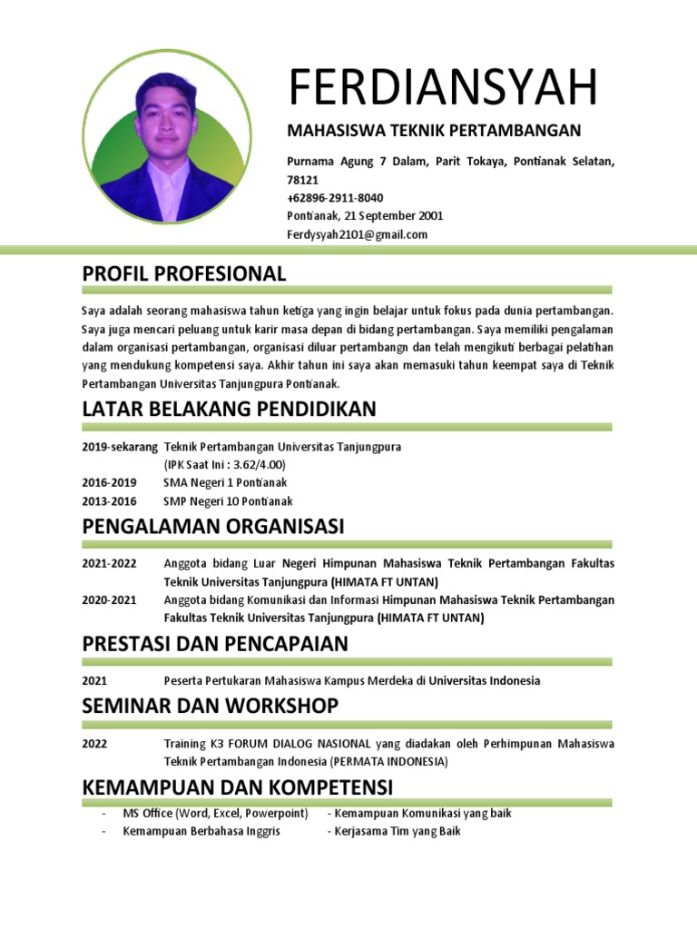 CV rIDHO | PDF | Karier & Perkembangan