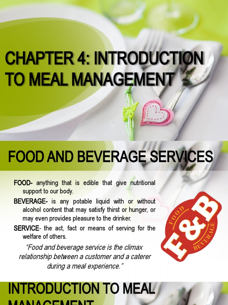 Fbs-chapter4-Introduction To Meal Management | PDF | Foods | Meal