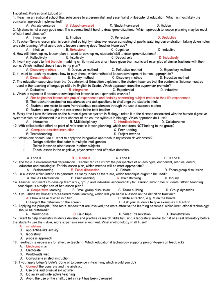 Professional Education | PDF | Test (Assessment) | Learning