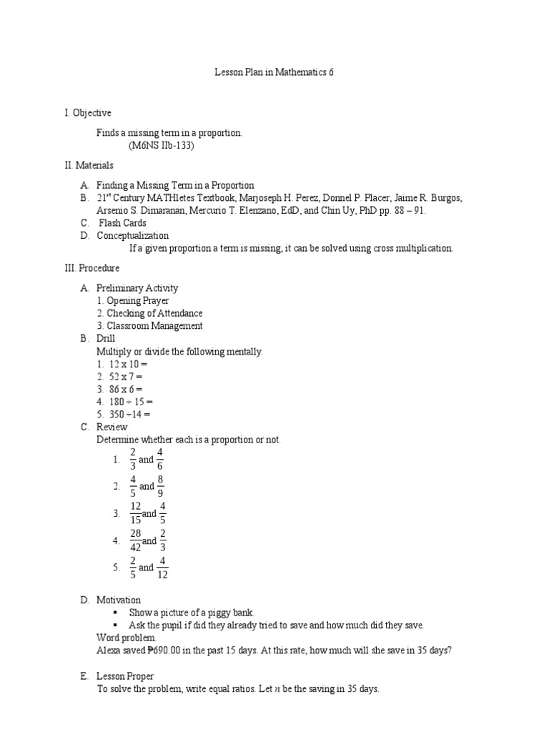 Finding Missing Term in Proportion | PDF