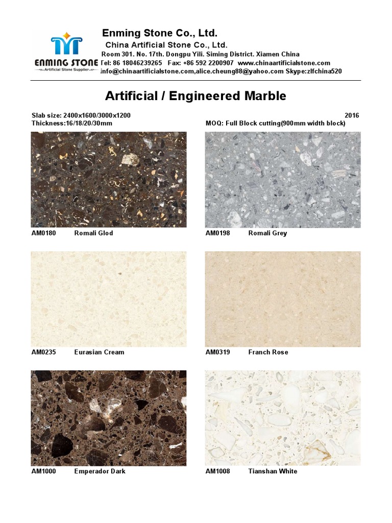 2016 Artificial Marble Catalogue | PDF