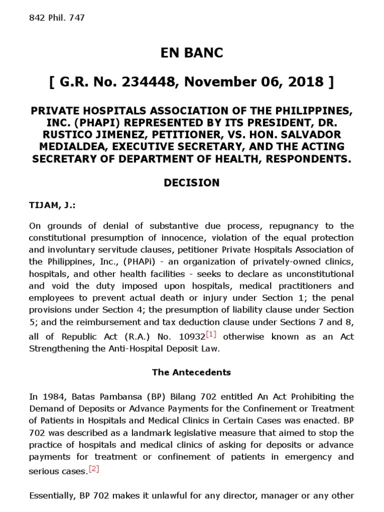 PHAPI vs. Health Law Constitutionality | PDF | Writ Of Prohibition ...