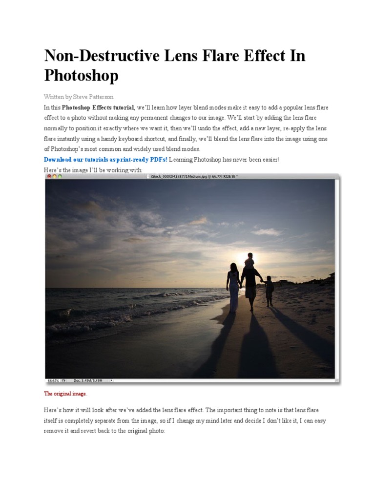 Non-Destructive Lens Flare Effect in Photoshop | PDF | Adobe Photoshop ...