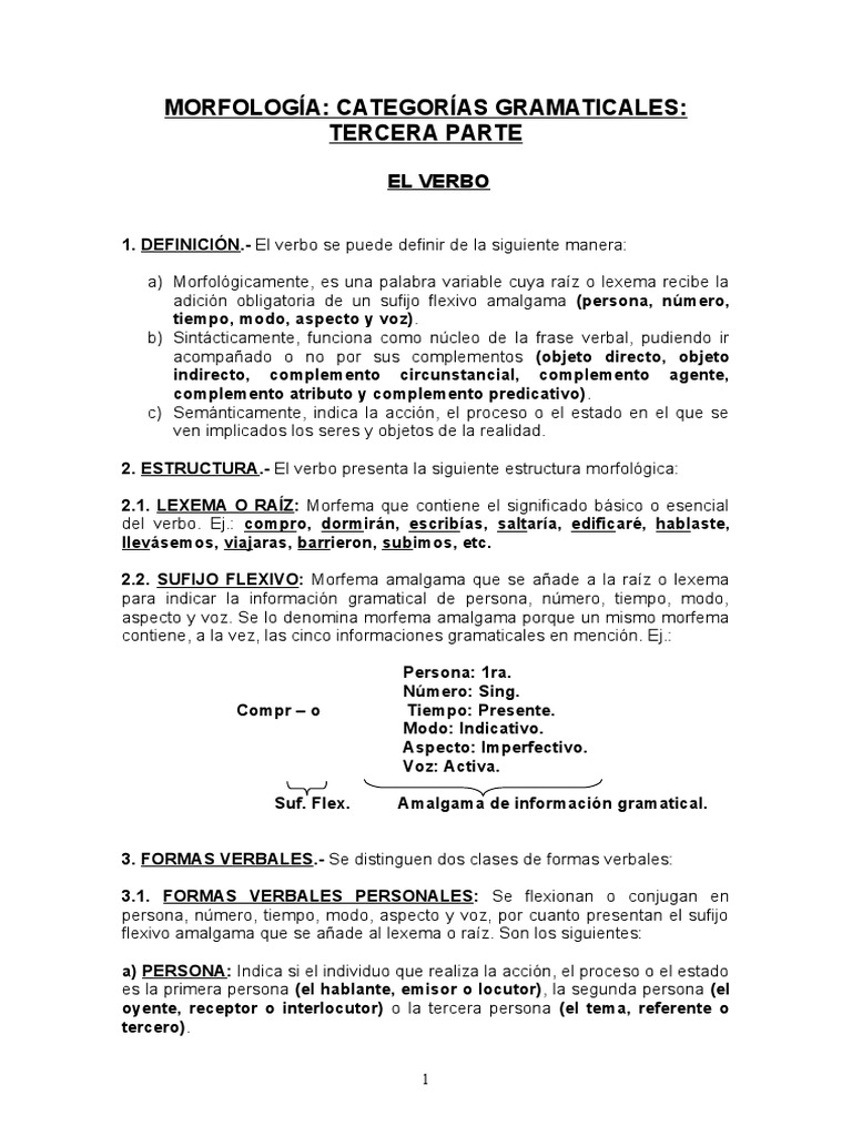 Estructura y Tipos de Verbos en Español | PDF | Verbo | Objeto (gramática)
