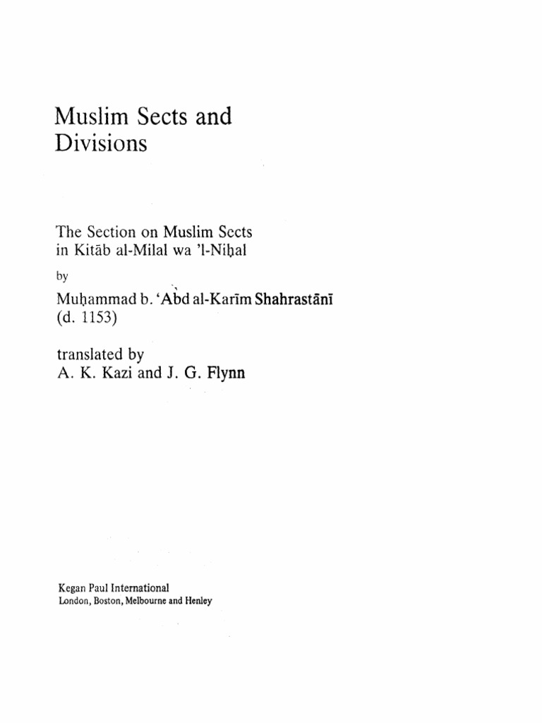 Muslim Sects and Divisions: The Section On Muslim Sects in Kitab Al ...