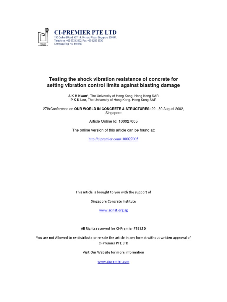 Testing The Shock Vibration Resistance of Concrete For Setting ...
