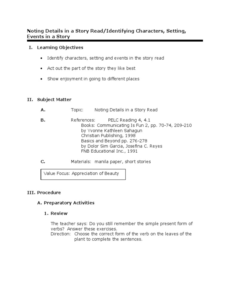 Noting Details in a Story for Grades 1-4 | PDF
