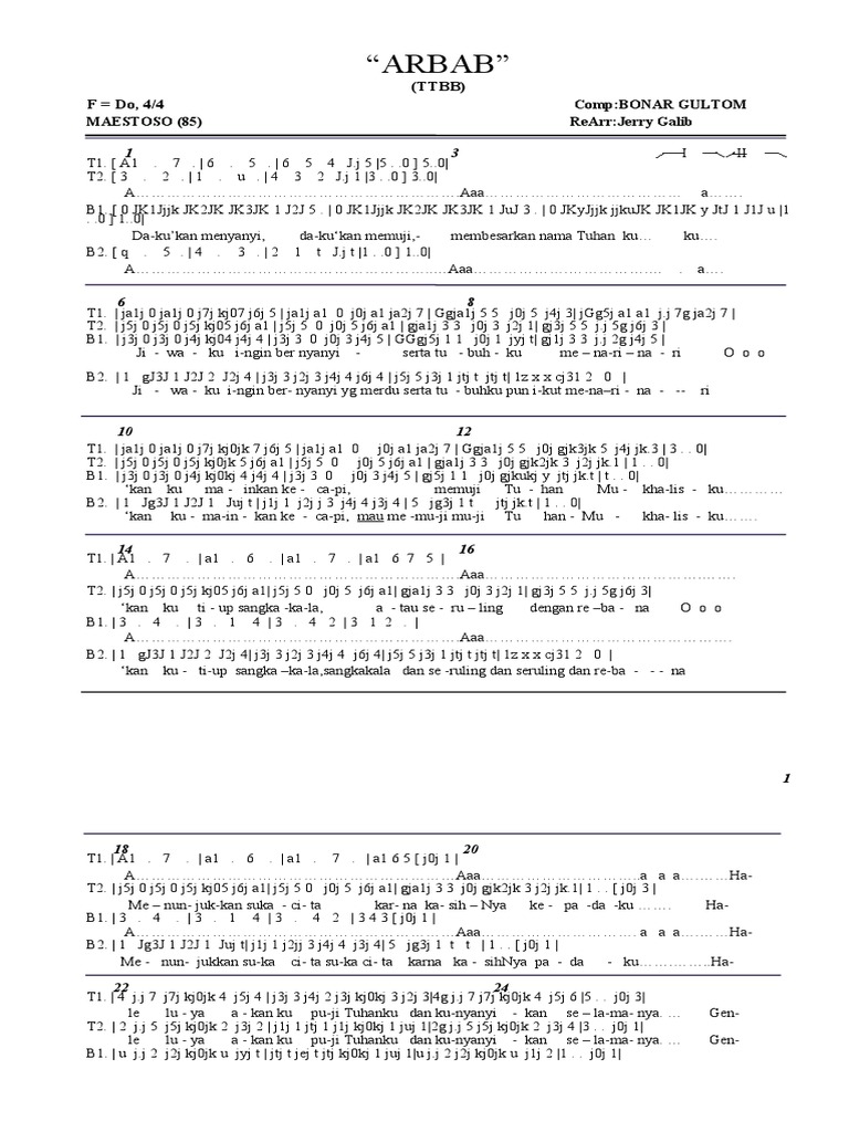 Arbab TTBB 2 | PDF | Musical Compositions | Musical Notation
