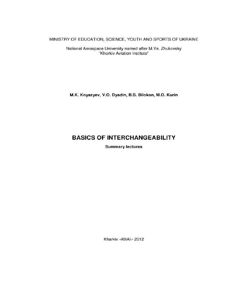 Basics of Interchangeability. K.Knyazyev | PDF