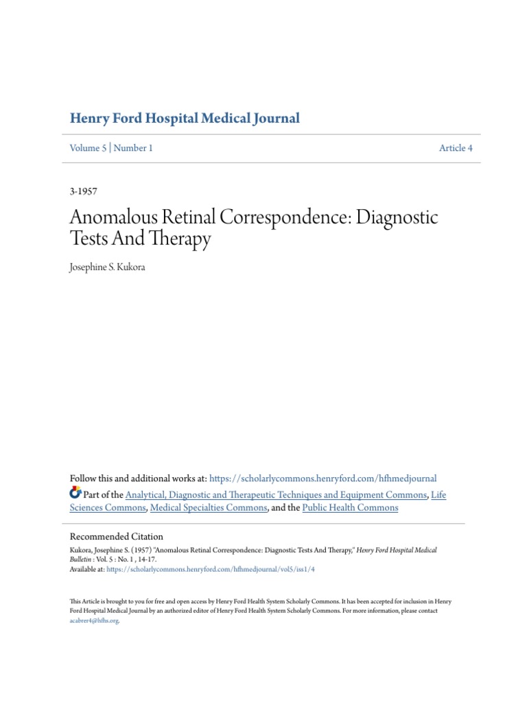 Anomalous Retinal Correspondence Insights | PDF | Visual System ...