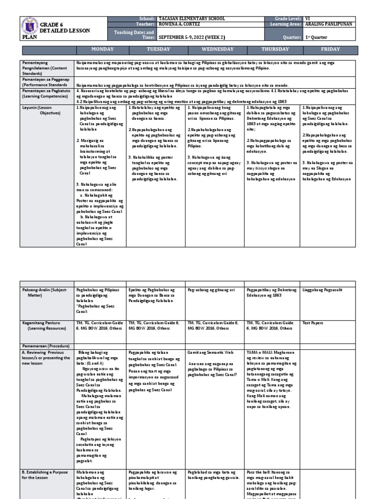 DLP Araling Panlipunan 6 q1 w2 | PDF