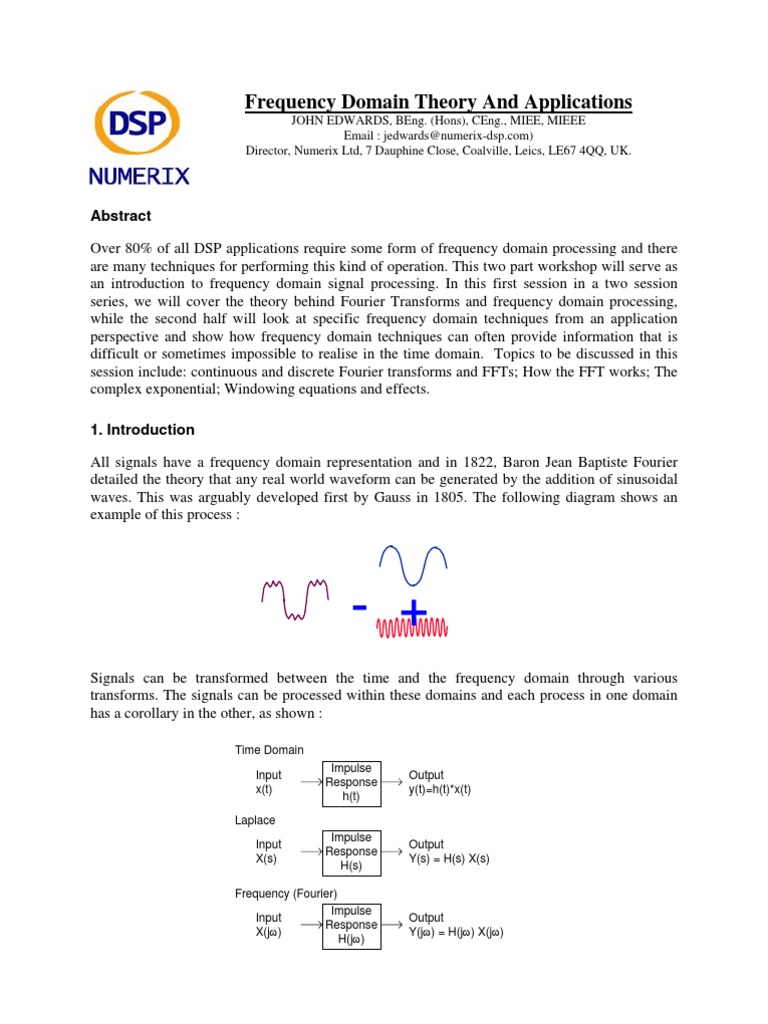 Frequency Domain Processing Pdf Modulation Digital Signal Processing