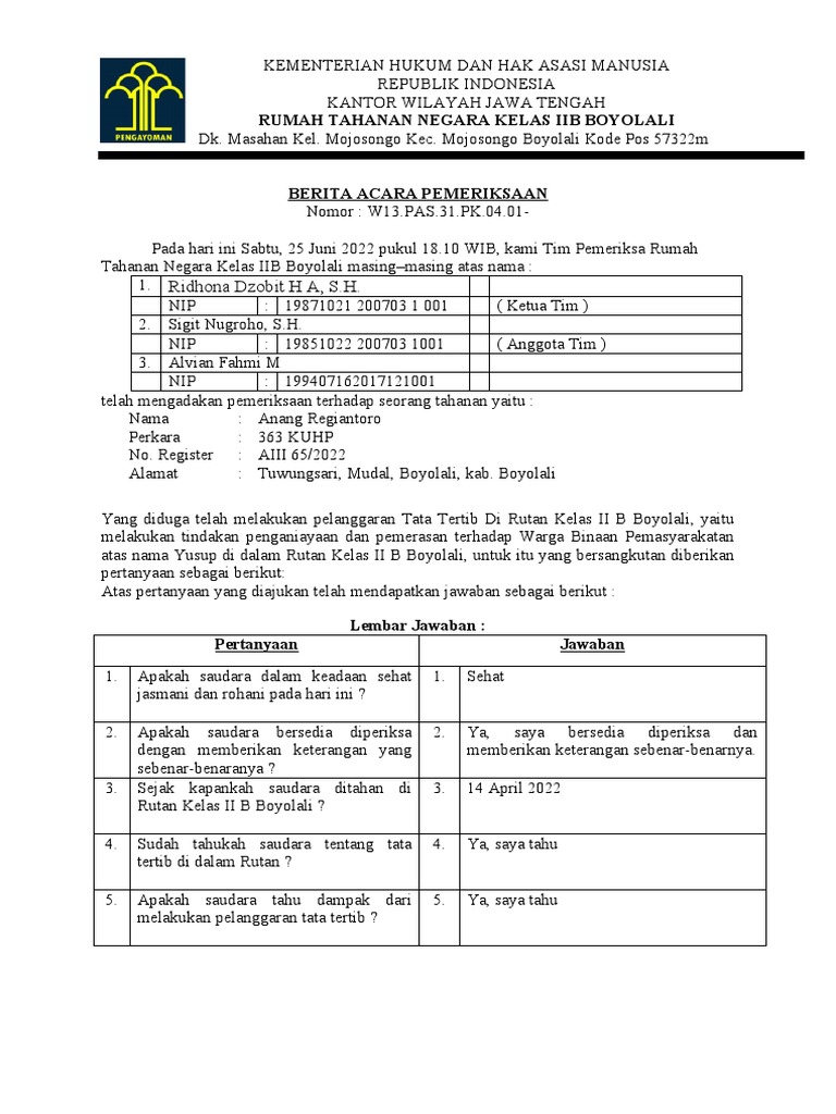 BAP Penganiayaan - Master | PDF