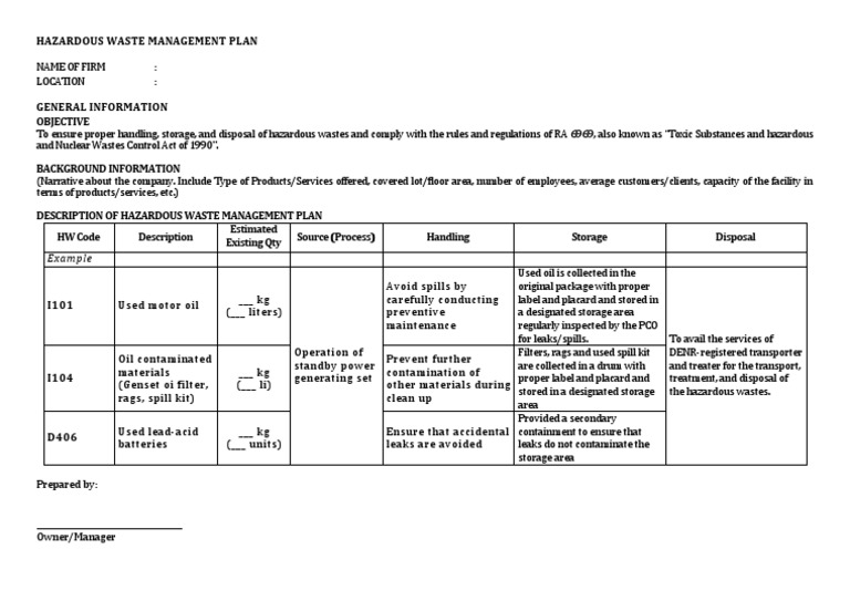 Hazwaste-Mgt-Plan | PDF | Hazardous Waste | Waste