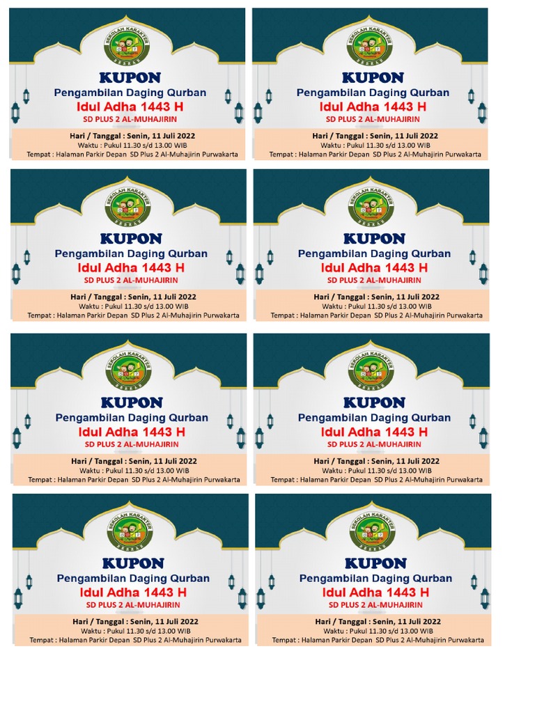 Kupon Qurban 2022 Word | PDF