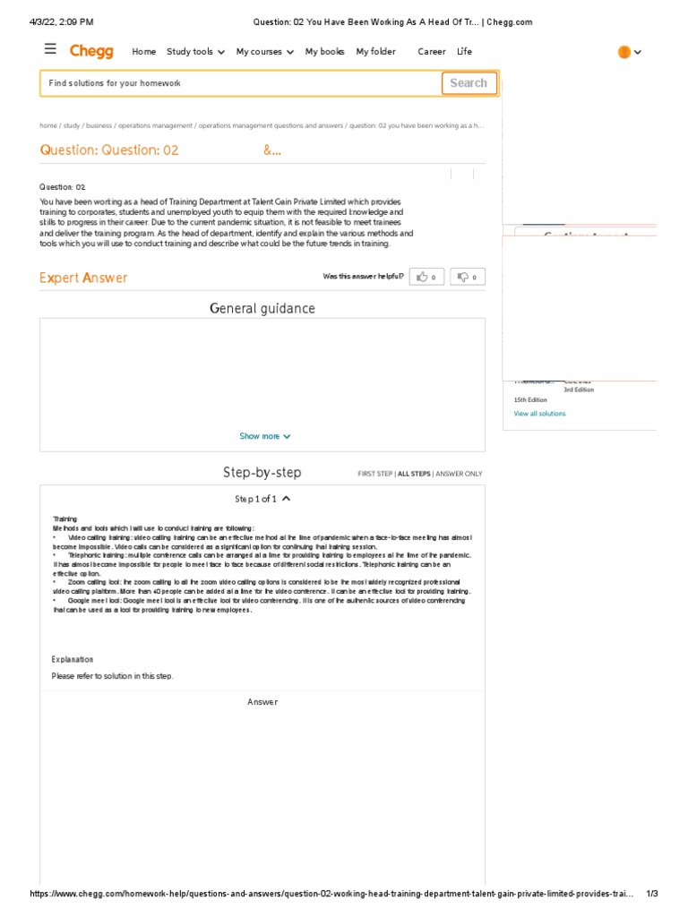 Question - 02 You Have Been Working As A Head of Tr... | PDF ...
