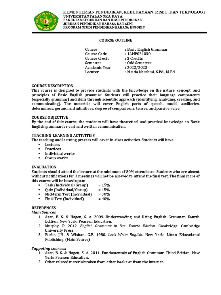 Course Outline of Basic English Grammar 2022 Efvan | Download Free PDF ... Course Outline of Basic English Grammar 2022 Efvan | Download Free PDF ...