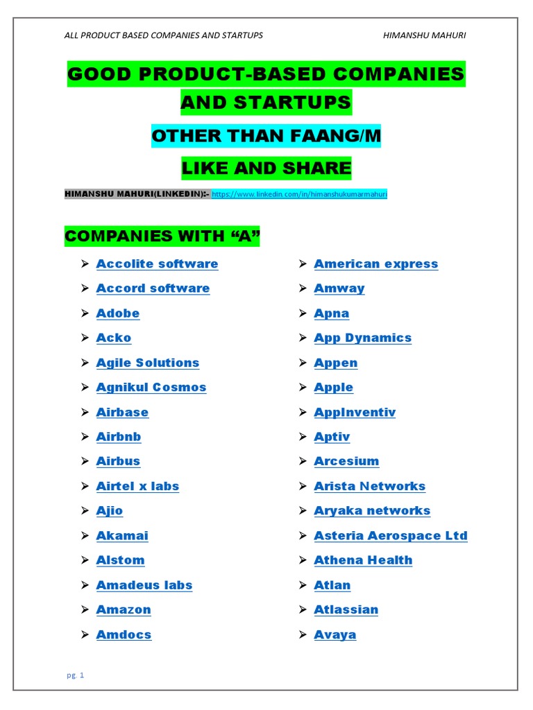 Product Based Comp | PDF | Publicly Traded Companies Of The United ...