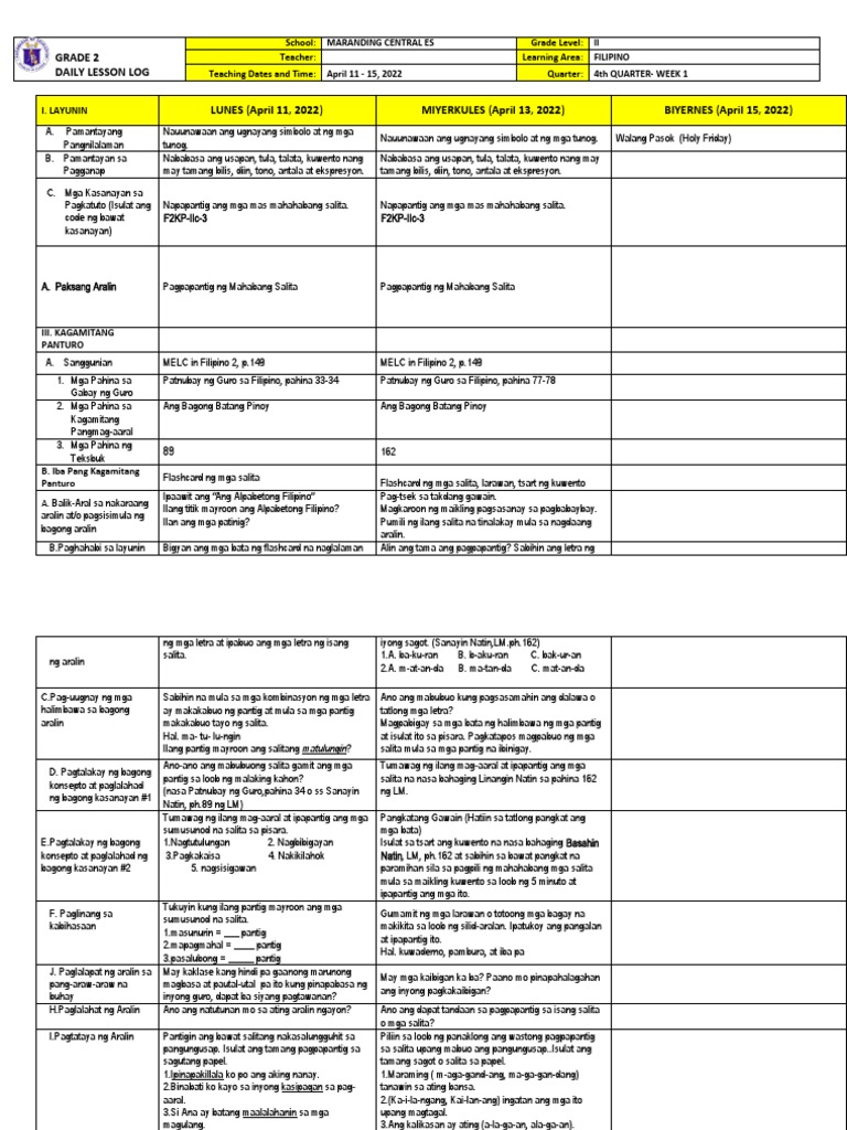 Fil.2 DLL Q4 - W1 | PDF