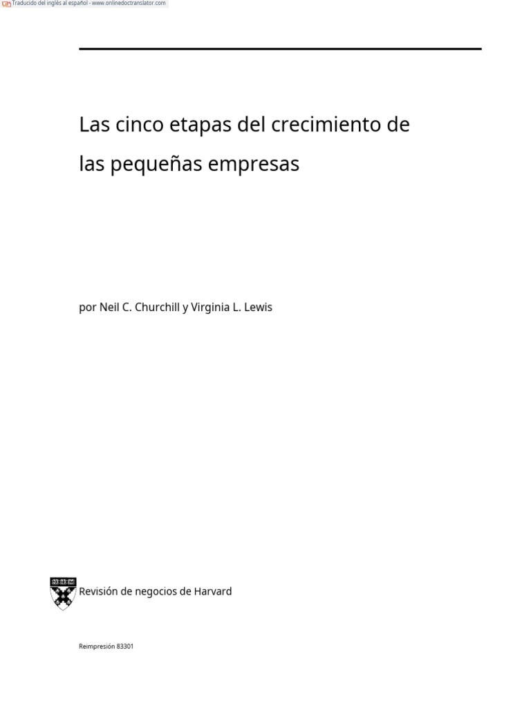 The Five Stages of Small Business Growth - Churchill - En.es | PDF ...