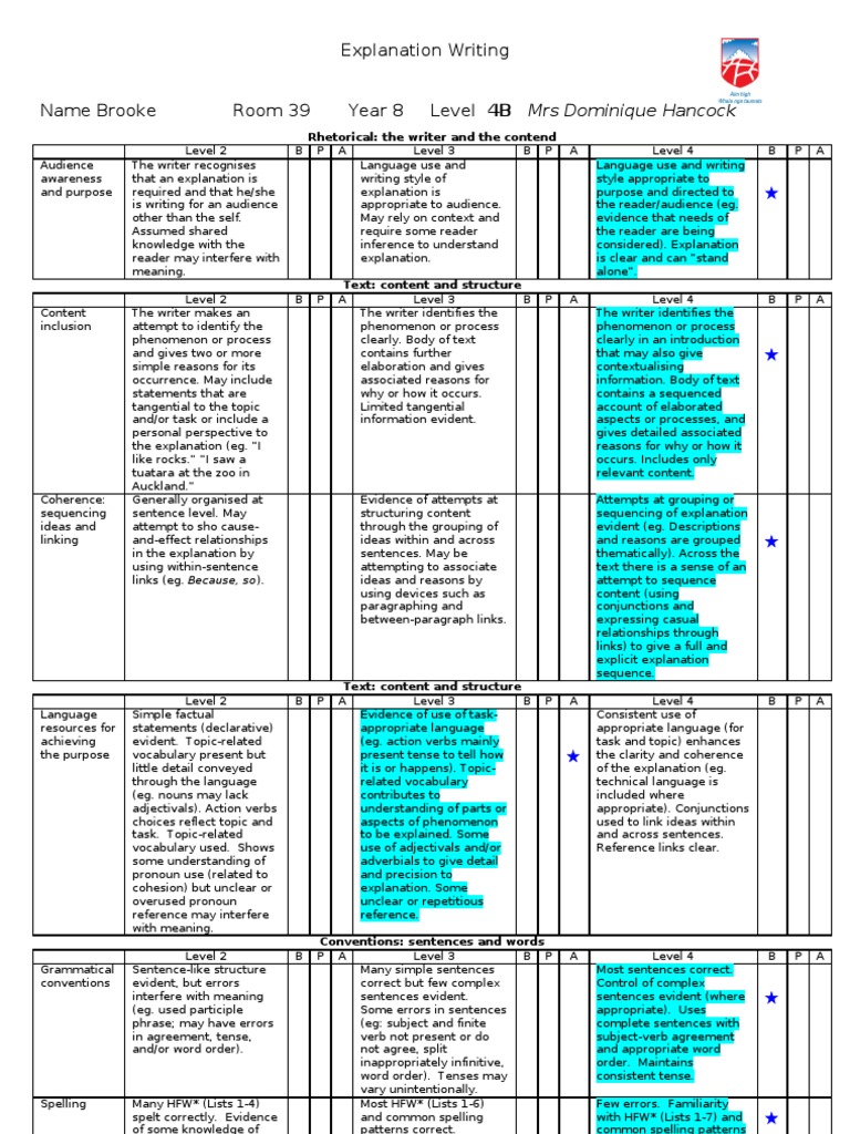 Brooke Explanation Writing | PDF | Sentence (Linguistics) | Adjective