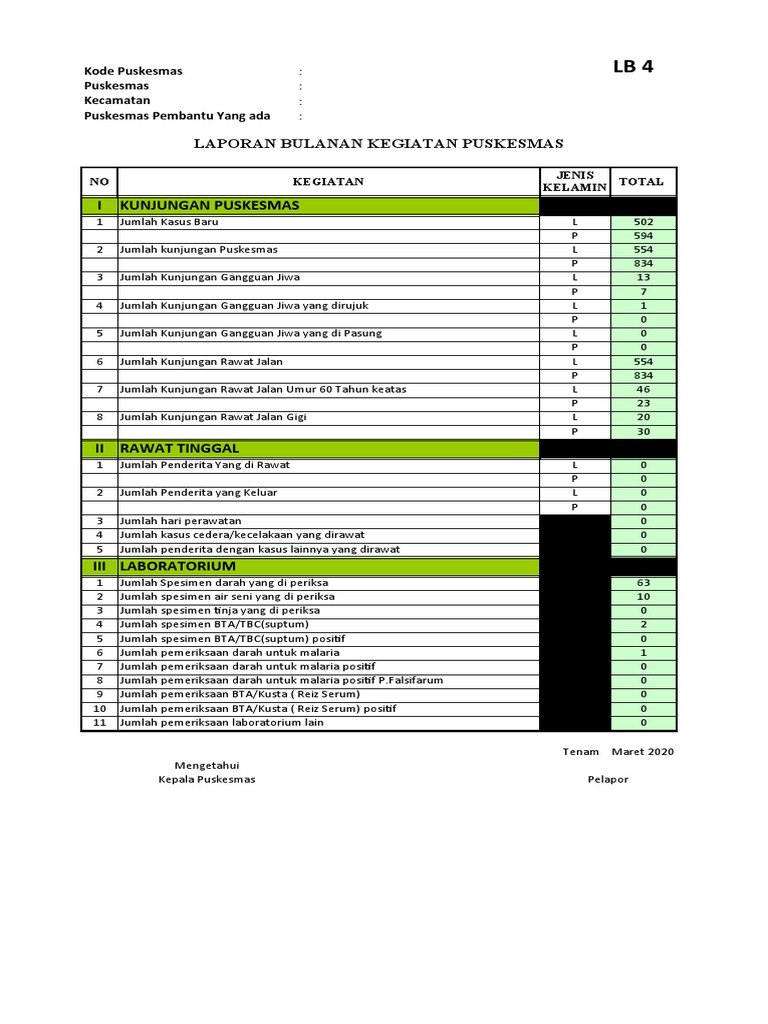 Lap Bulanan Kegiatan PKM LB 4 Kak Darwati | PDF