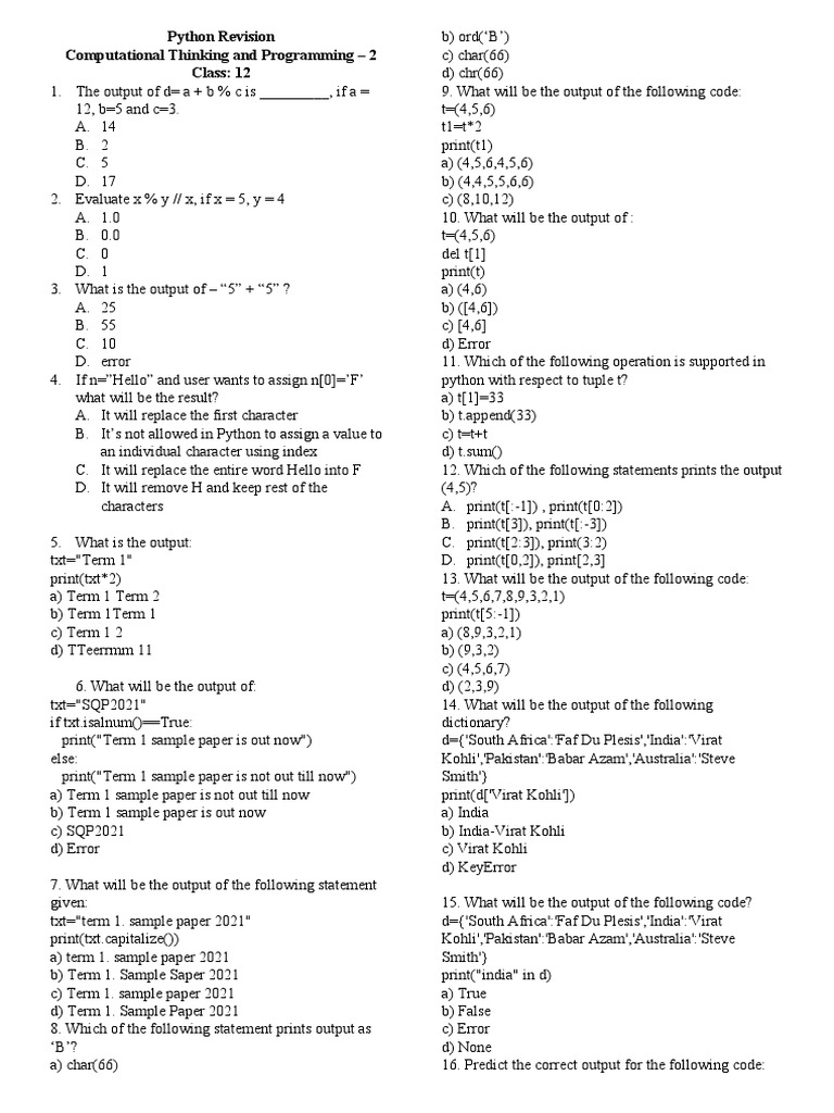 UNIt 1 CS Revision-12 | PDF | Parameter (Computer Programming) | Systems Engineering