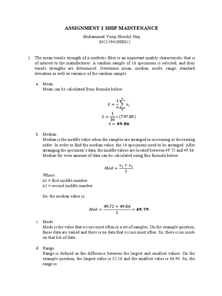 Assignment 01 | PDF | Median | Mode (Statistics) Assignment 01 | PDF | Median | Mode (Statistics)