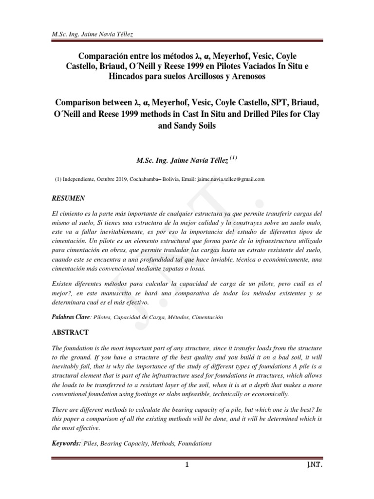 Comparativa del Método Coyle y Castello | PDF | Fundación profunda ...