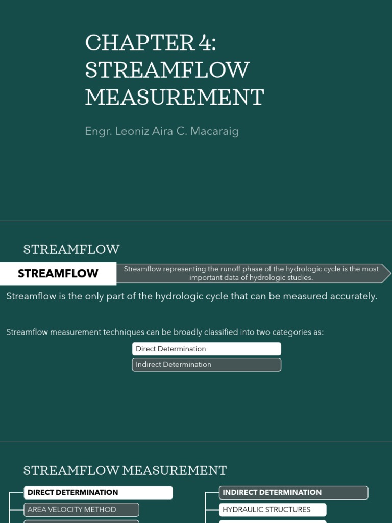 Streamflow Measurement Methods | PDF | Hydrology | Discharge (Hydrology)