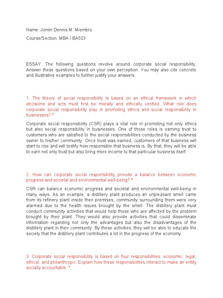 Promoting Ethics and Social Responsibility in Business through Corporate Social Responsibility ...