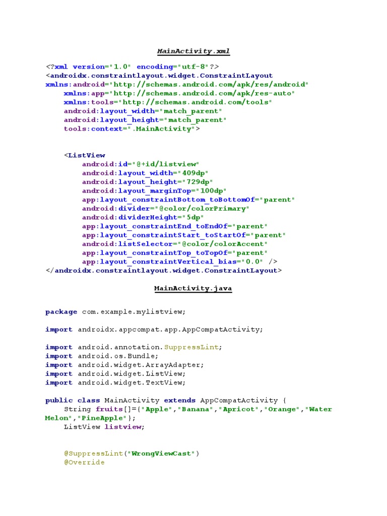 List View | PDF | Android (Operating System) | Operating System Families
