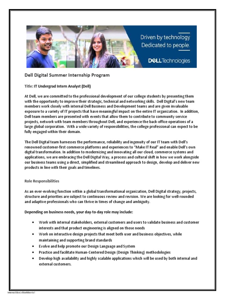 Dell - Digital+IT Intern Undergrad Analyst FY24 | PDF | Computer ...