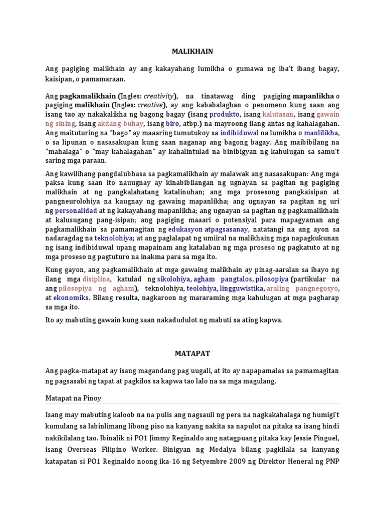 MALIKHAIN at MATAPAT | PDF