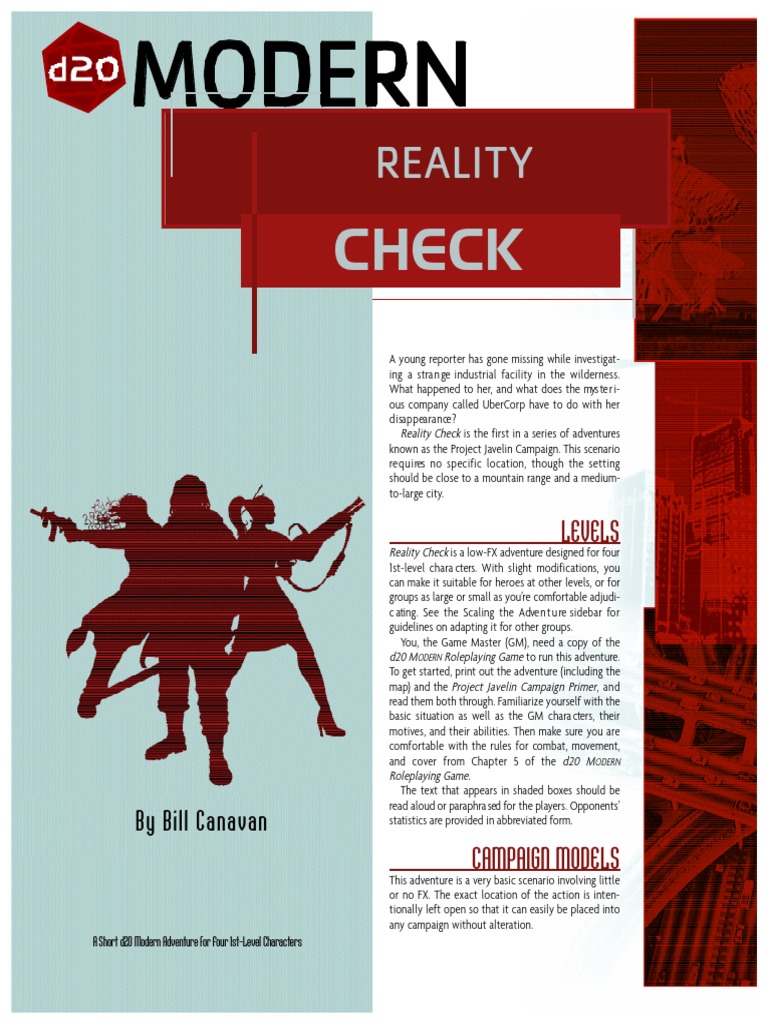d20 Modern LVL 1 Reality Check | PDF | Bedroom | Police